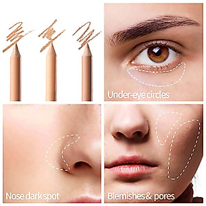 6 PCS Dark Circles Treatment Multi-Use Concealer pen, Wonder Concealer Pencil Tricolor, Professional Makeup Covered Concealer Pen Tattoo Concealer (Combination)