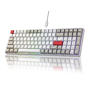Newmen GM1000 Wireless Mechanical Gaming Keyboard,Bluetooth 5.0/2.4GHz/USB-C Hot Swappable Custom Keyboard,RGB Backlit Mechanical Keyboard for with Number Pad for Mac/Win（Gateron Blue Switches）