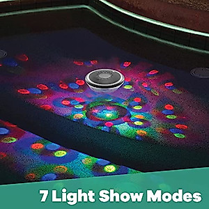 GAME 3547-BB Floating Show Underwater Pool, Solar Powered, 7 LED Light Modes, Lasts up to 6 Hours, Auto On/Off, 5.5 Inches Diameter, Grey