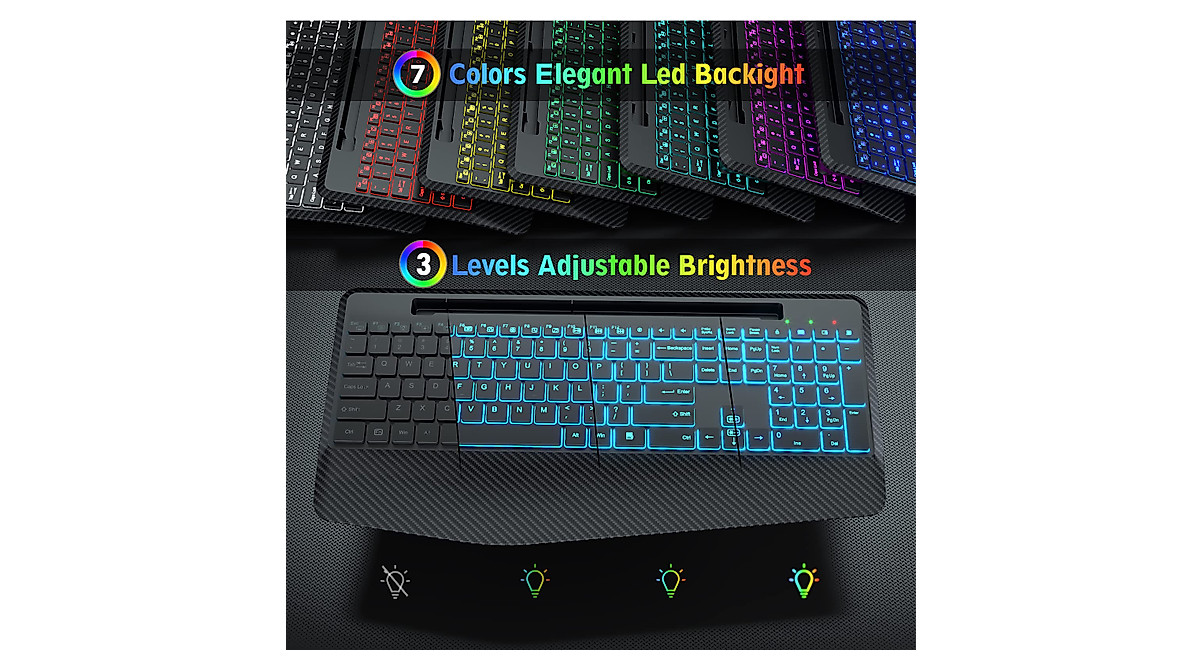 SABLUTE Wireless Keyboard - Ergonomic & Colorful Backlit