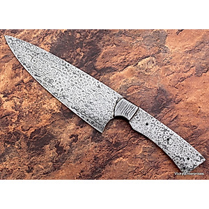 JNR Traders Damascus Steel Chef Knife Blank Blade Knife Making Material Diy 10.5" Handmade Full Tang Thin Ultra-Sharp Professional Kitchen Knife Blade Blank 9045Rd