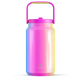 Meoky 50 oz Tumbler with Handle, Stainless Steel Vacuum Insulated Water Bottle, Keeps Cold for 36 Hours, 100% Leak Proof, BPA-free, Non-slip Base (Carnival)