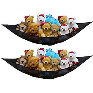 Simple Houseware 2 PK - Stuffed Animals Jumbo Toy Storage Hammock, Black