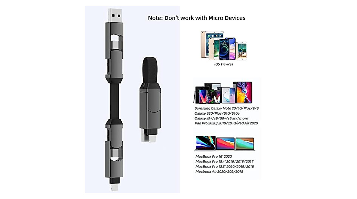 CHAFON M3 USB C Cable 60W Multi Charging Cable with Magnetic Keychain
