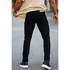 Slim Fit Jeans for Men Black Stretch Skinny Denim Pants Men Tapered Leg No Ripped 34