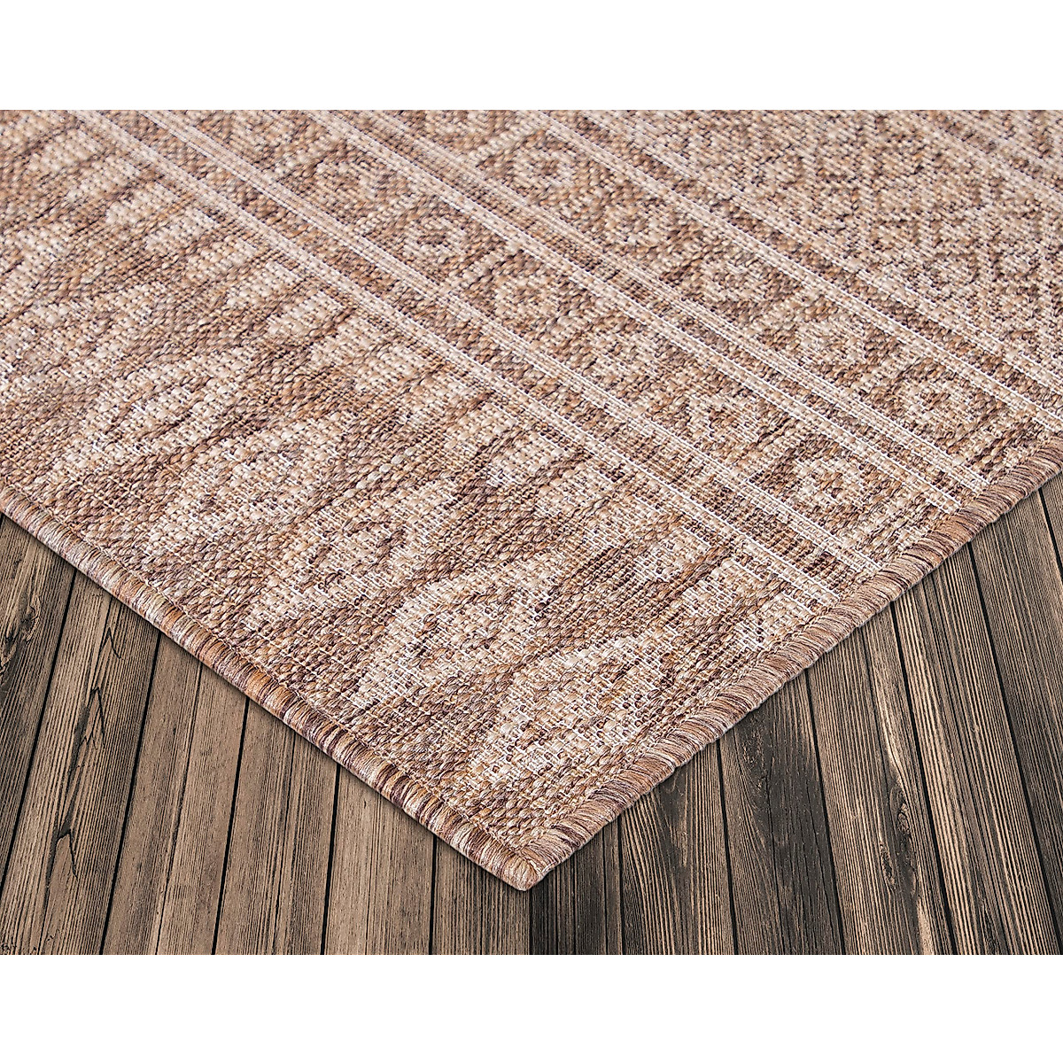 HOMEGNOME Indoor Outdoor Boho Vintage Area Rug (Stain Resistant, Easy to Clean, Washable, Non Shedding) (8'x10', Natural Neutral)