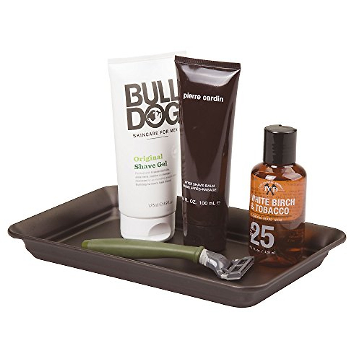 iDesign Metal Vanity Tray, Non-Slip Guest Towel Board for Cosmetics,Makeup,Jewelry,Keys,Bathroom,Kitchen,Office,Craft Room,Countertops,Closets Storage Organization, 6.5" x 10" x 1", Clear and Bronze