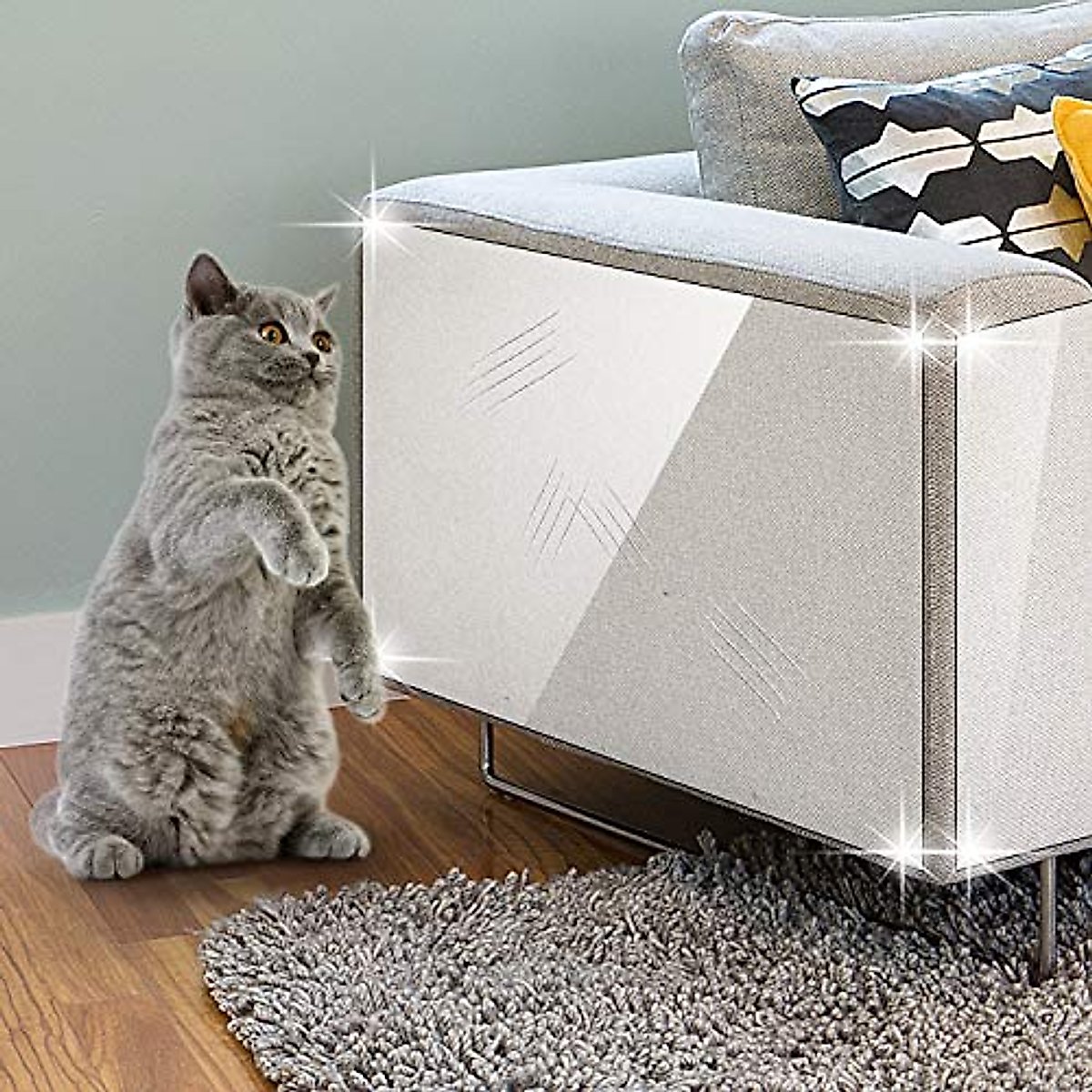 Cat Scratch Furniture Protector, 8 - Pack Cat Scratch Deterrent for Furniture, Couch Protector from Cat Claws, Anti Cat Scratch Protector, Twist Pins (Included)