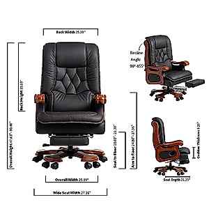 BaRdzo Office Chair Ergonomic Full Reclining Office Chair with Pedal (Color : Black, Size : As Shown)