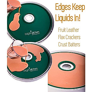 4 Fruit Leather Silicone Dehydrator Sheets with EDGES - NON-Toxic for Nesco Round Dehydrators Lip Mold Hold Batter Liquids Fruit Roll Up Fruit Leather Circle ReUsable Flexible Non Stick