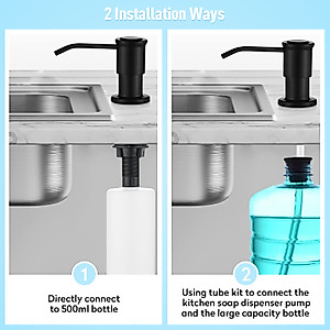 CREA Kitchen Soap Dispenser Countertop Soap Dispenserfor Kitchen Sink Black Built in Sink Soap Dispenser Top Fill Deck Mount Dispenser for Bathroom ​with 39" Tube Large Capacity 17 OZ Bottle