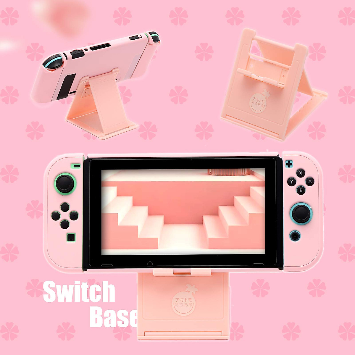 Switch Pink Accessories, Switch Pink Carrying Case, Switch Pink Protective Case, Cute Thumb Grips, Headphone Adapter, Desktop Stand, Screen Protector, Wrist Strap and Shoulder Strap