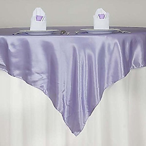 TABLECLOTHSFACTORY 72" Satin Square Table Overlay for Wedding Catering Party Table Decorations Lavender (Table Toppers)