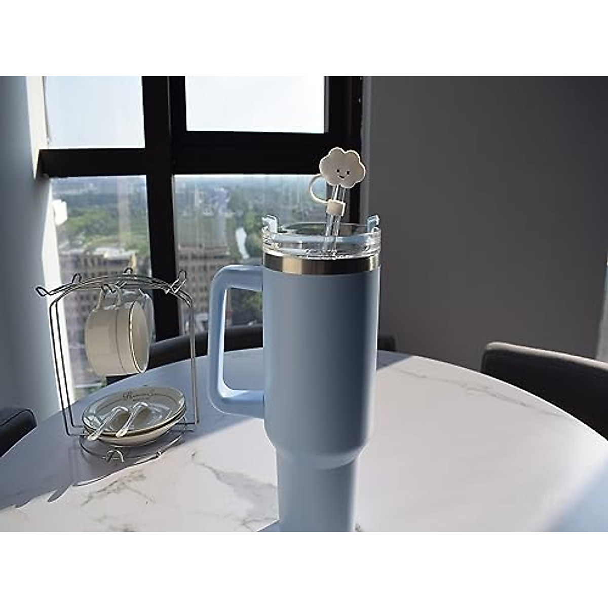 3 Pack Straw Covers Cap for Stanley Cup Accessories, 10mm Cute Silicone Straw Topper for Stanley 30&40 Oz Tumbler, Reusable Drinking Straw Tips Lids for 10mm Straws, Dust-Proof Straw Protectors