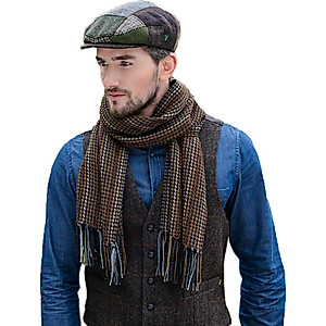 Mucros Weavers Mens Wool Scarf, Handwoven in Ireland, Traditional Fishermans Scarf (Brown)