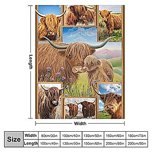 Highland Cow Blanket Farm Cow Decor Animal Throw Blanket Highland Cow Gifts for Women Super Warm Soft Plush Lightweight Fleece Flannel Blanket Winter Couch Sofa Bedding Blanket for Kids Adults 40"x50"