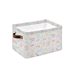 Valentine's Day Storage Bins with Handles, Love Heart Cake Arrow Math Ombre Storage Basket for Shelves, Cube Storage Organizer Bins for Toys, Closet (1 Pack, 15" x 11" x 9.5")