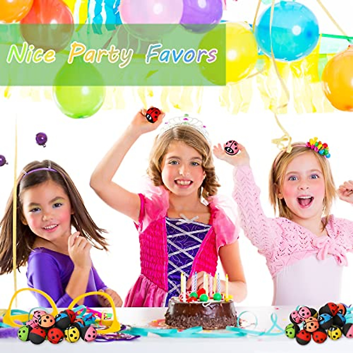 24 Pcs Ladybug Bouncy Balls Ladybug Party Favors Small Bouncing Balls 32 mm/ 1.3 Inch Ladybug Theme Rubber Balls 6 Colors Anxiety Fidget Sensory Balls for Kid Carnival Prizes Birthday Gift Bag Filling