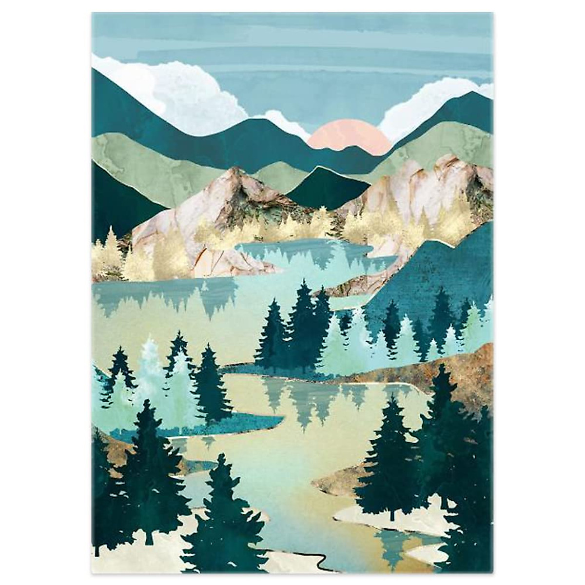 OFRKE Diamond Painting Mountain and Sun Kit,Diamond Art Kits for Adults and Kids,Abstract Scenery Paint with Diamonds Round for Gift,Home Wall Decor 12"x16"