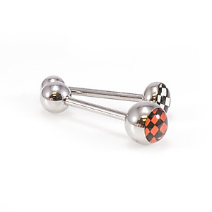 Pierce Plex Package of Two Tongue Barbell with Checker Board Design, Tongue ring with Unique designed ball.