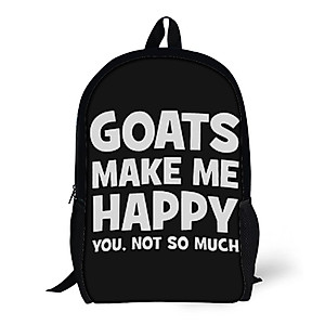 Goats Make ME Happy Travel Backpack Casual 17 Inch Large Daypack Shoulder Bag with Adjustable Shoulder Straps
