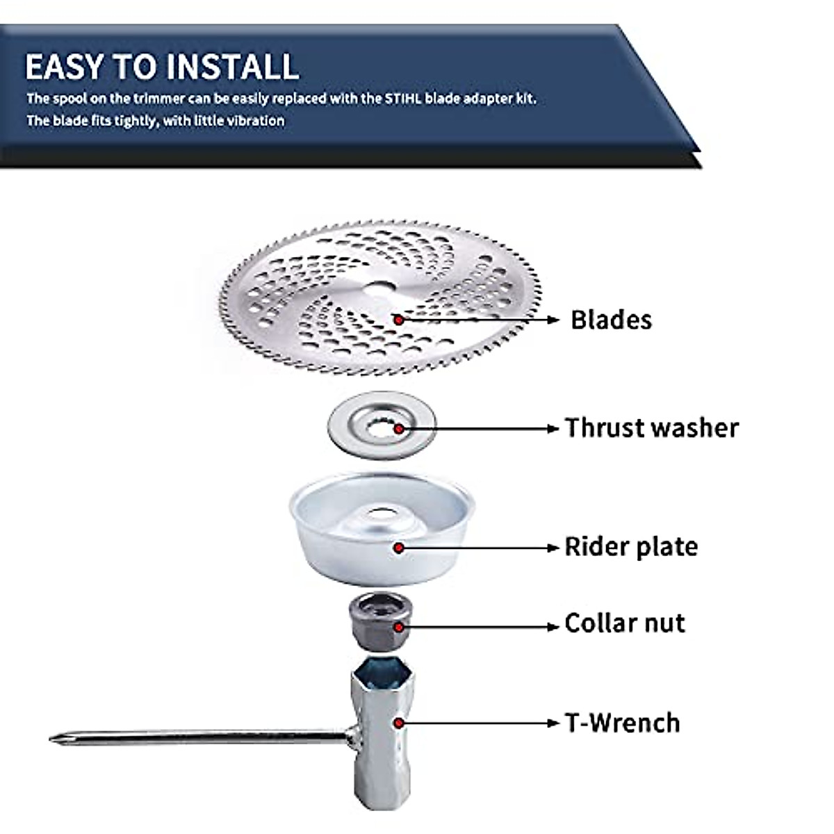 PLUMIA 10" x 80T Carbide Tip Brush Cutter Trimmer Blades with Universal Adapter Kit, Premium Stainless Steel Trimmer Head Compatible with Cutter, Trimmer, Weed Eater (2 Pack)