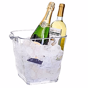 Peohud Plastic Ice Bucket, 4 Liter Beverage Chilling Tub, Clear Wine Bucket for Parties, Perfect for Wine, Champagne or Beer Bottles