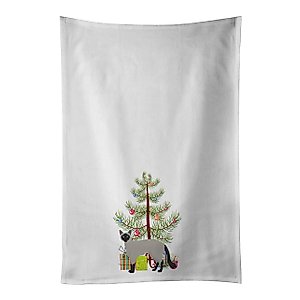 Caroline's Treasures CK4564WTKT Balinese #1 Cat Merry Christmas White Kitchen Towel Set of 2 Dish Towels Decorative Bathroom Hand Towel for Hand, Face, Hair, Yoga, Tea, Dishcloth, 19 X 25, White
