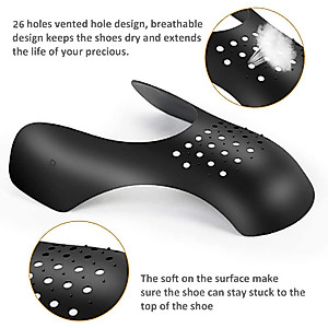 Qidie 2 Pairs Shoe Crease Protector Toe Box Anti-Wrinkle Sport Shoe Inserts Sneaker Crease Guard for Men & Women 4-12" (Men's 7-12, Black+White)