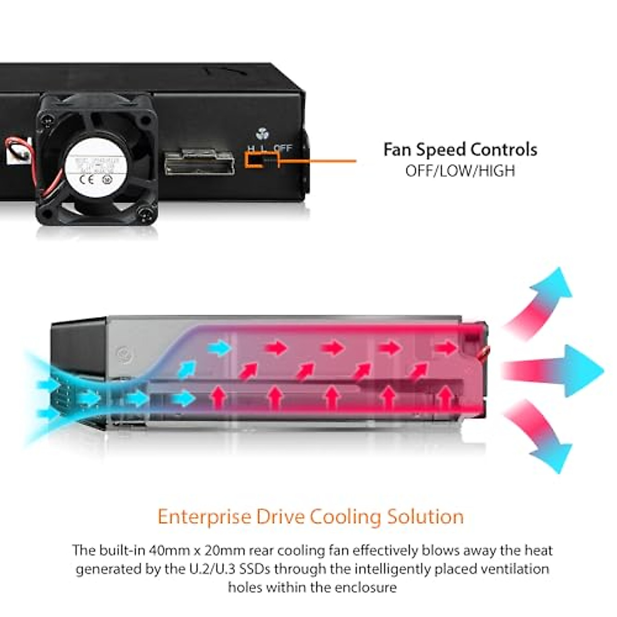 ICY DOCK ToughArmor MB105VP-B 2 x U.2 / U.3 NVMe PCIe 4.0 64Gbps SSD (up to 15 mm) to 1 x SlimSAS 8i (SFF-8654) Removable Frame Housing in 1 x 5.25 Inch Bay Black Complete Metal