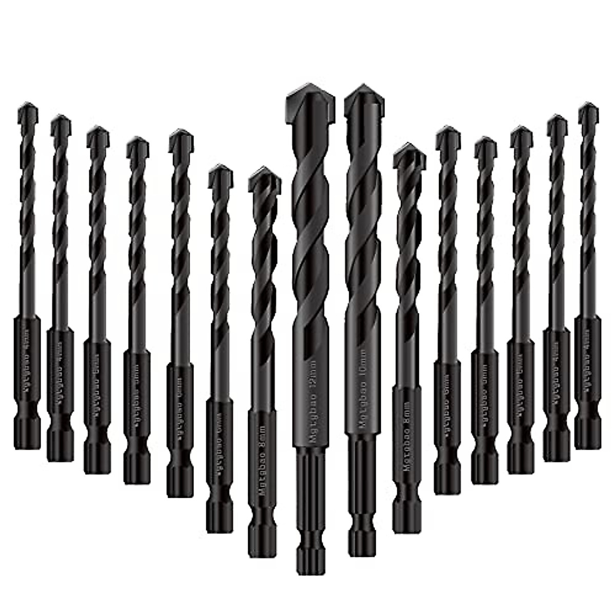 15 pcs Black Masonry Drill Bits Set, Mgtgbao Ceramic Tile Drill Bits Carbide Tip for Glass, Brick, Tile, Concrete, Plastic and Wood with Size 4mm,5mm,6mm,8mm,10mm,12mm