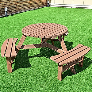9rit_shop Entertain, Relax and Enjoy Dining with 6-Person Patio Wood Picnic Table Beer Bench Set