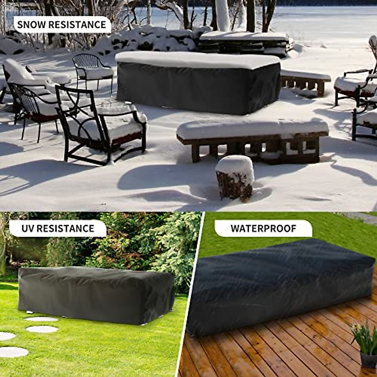 Amopatio Patio Furniture Covers Waterproof, 600D Heavy Duty Outdoor Furniture Covers Waterproof for Patio Furniture, Outdoor Table and Chair Covers, UV and Wind Resistant Cover (108"L x 82"W x 28"H)