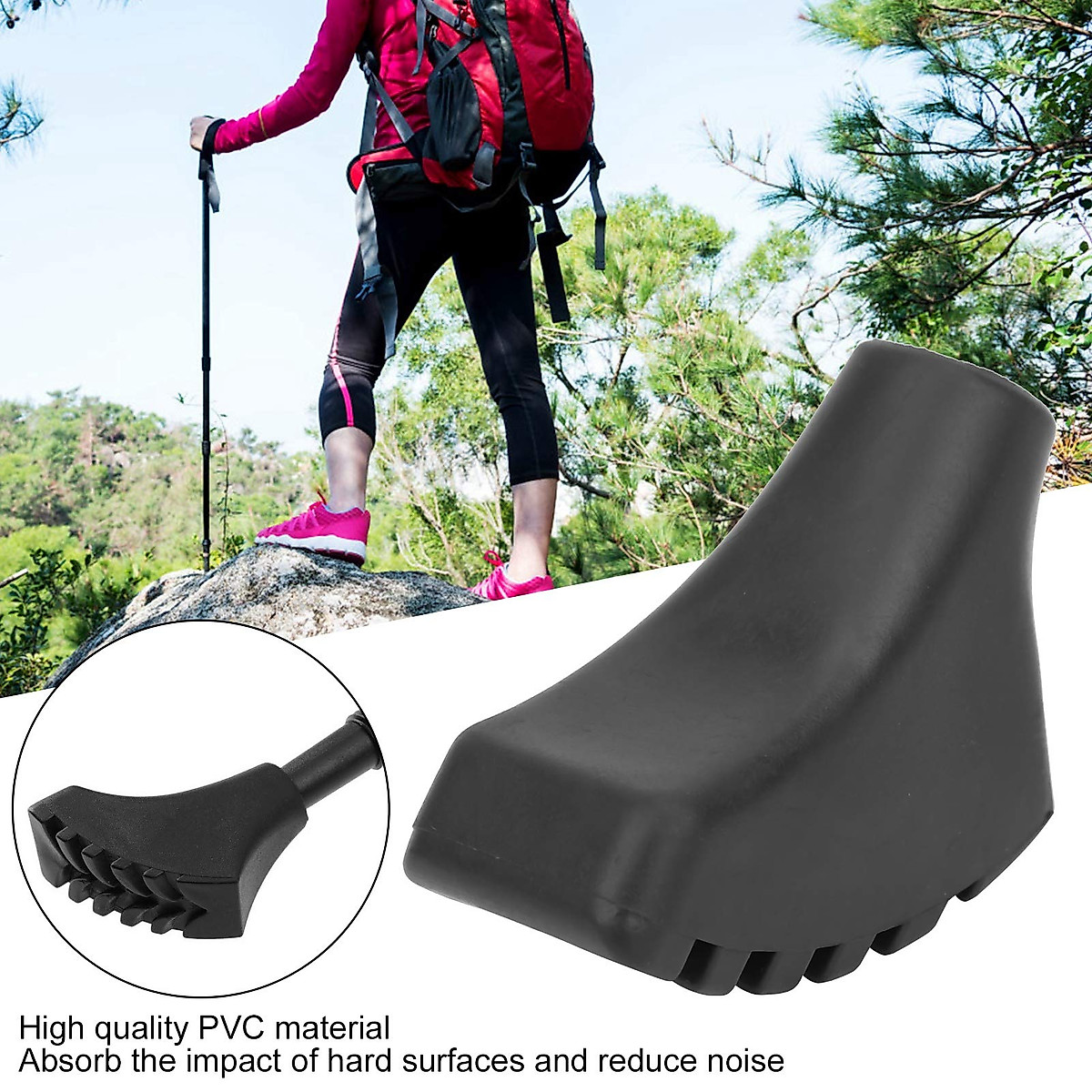 RiToEasysports 10Pcs Walking Stick Pad PVC Lightweight Trekking Pole Replacement Tips with 11mm Interface Inner Diameter