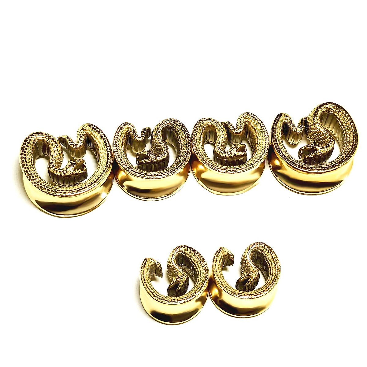 SUPTOP Snake Ear Plugs and Tunnels for Women Unique Ear Saddles for Men Gold Ear Tunnels Size 0 Gauges Stretched Ears