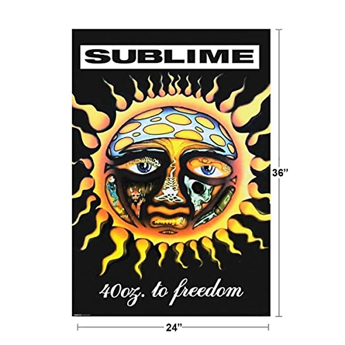 Pyramid America Sublime 40 Oz to Freedom Music Band Poster Debut Album Sunny Mushroom Face Trippy Cool Wall Decor Art Print Poster 24x36