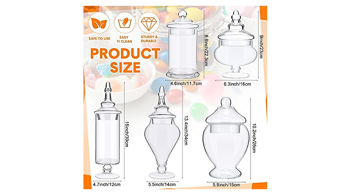 Elegant 5 Piece Glass Apothecary Jar Set for Storage