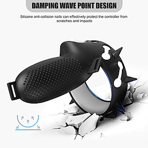 MASiKEN Controller Grips Cover with Face Cover for Meta Oculus Quest 2, Anti-Throw Grips Cover with Adjustable Wrist Strap and Sweatproof Silicone Face Pad, Quest 2 Accessories Kit (Mix Blue)