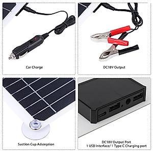 100W 18V Solar Battery Trickle Charger Maintainer, Portable USB Controller Monocrystalline Panel Charging Kit, Solar Panel Trickle Charging Kit for Car, Automotive