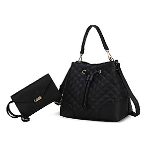 MKF Collection Crossbody Bucket Shoulder Bag for Women Handbag & Wristlet Wallet Purse Set
