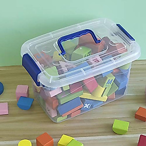 Nesmilers Small Plastic Storage Box with Lid, Clear Storage Box, Set of 6