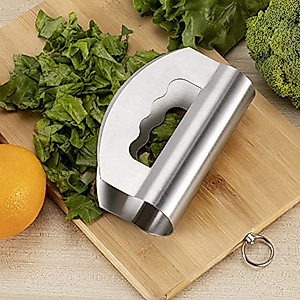 Salad Knife Chopper with Protective Cover - Stainless Steel Salad Cutter, Double Blade Chopping Knife, Mezzaluna Salad Chopper for Salad and Vegetable Mincing