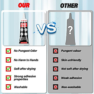 Fabric Glue, Strong Fabric Adhesive Permanent Washable Clear Clothing Glue for All Fabrics, Cotton, Flannel, Denim, Leather, Polyester, Doll Repair,Rhinestones, Patches, Waterproof Fabric Glue (2pcs)