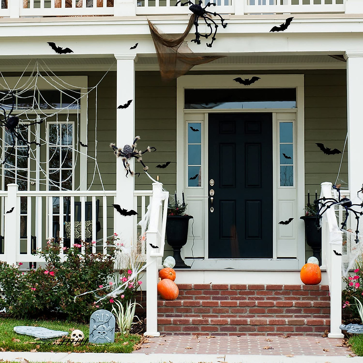 128PCS/4SIZE 3D Bats Sticker, Halloween Party Supplies Reusable Decorative Scary Wall Decal for Home Decor DIY Wall Decal Bathroom Indoor