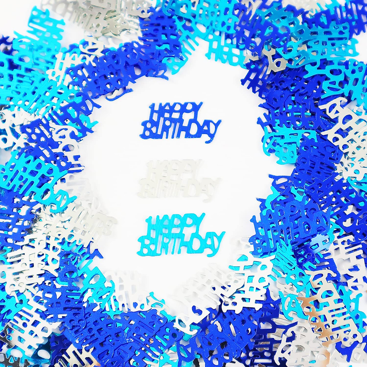 Hrovsur Happy Birthday Confetti for table - Blue Table Confetti Sprinkling Scatter Blue Birthday Decoration Party Supplies, Blue and Silver Birthday Decorations, Party Supplies (Blue and Silver)