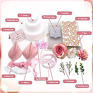 Gifting Cash Gift Boxes,Happy Birthday Day Money Gift Box,Money Flower Cake Fake Cake Gift Box，DIY Surprise Birthday Gift Box，for Birthday/Valentine's Day Unique Surprise Gift(Pink-three tier)