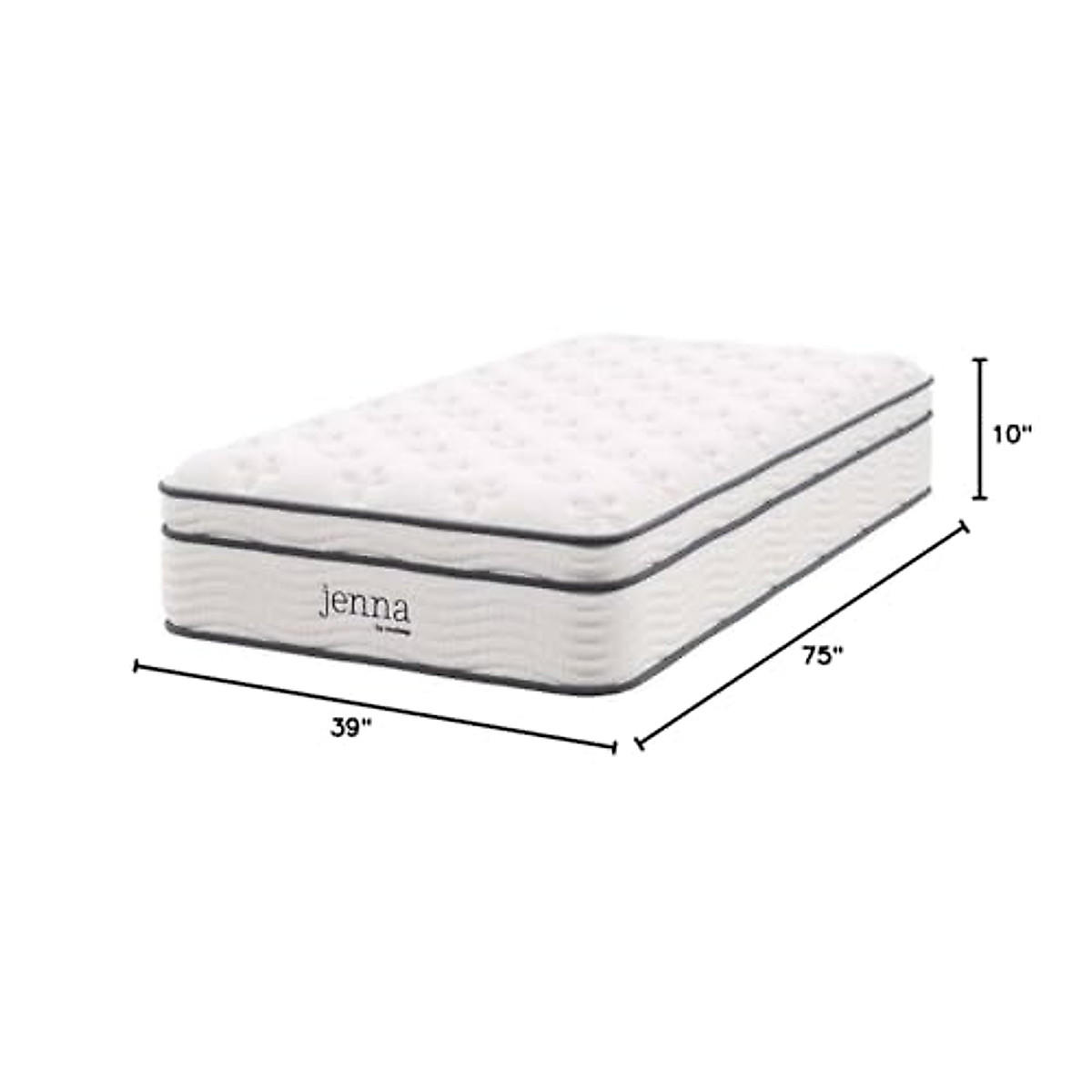 Oakestry Jenna 10-inch Twin Size Memory Foam Mattress Separately Encased with Wrapped Pocket Coils for Cool Sleep and Pressure Relief, White