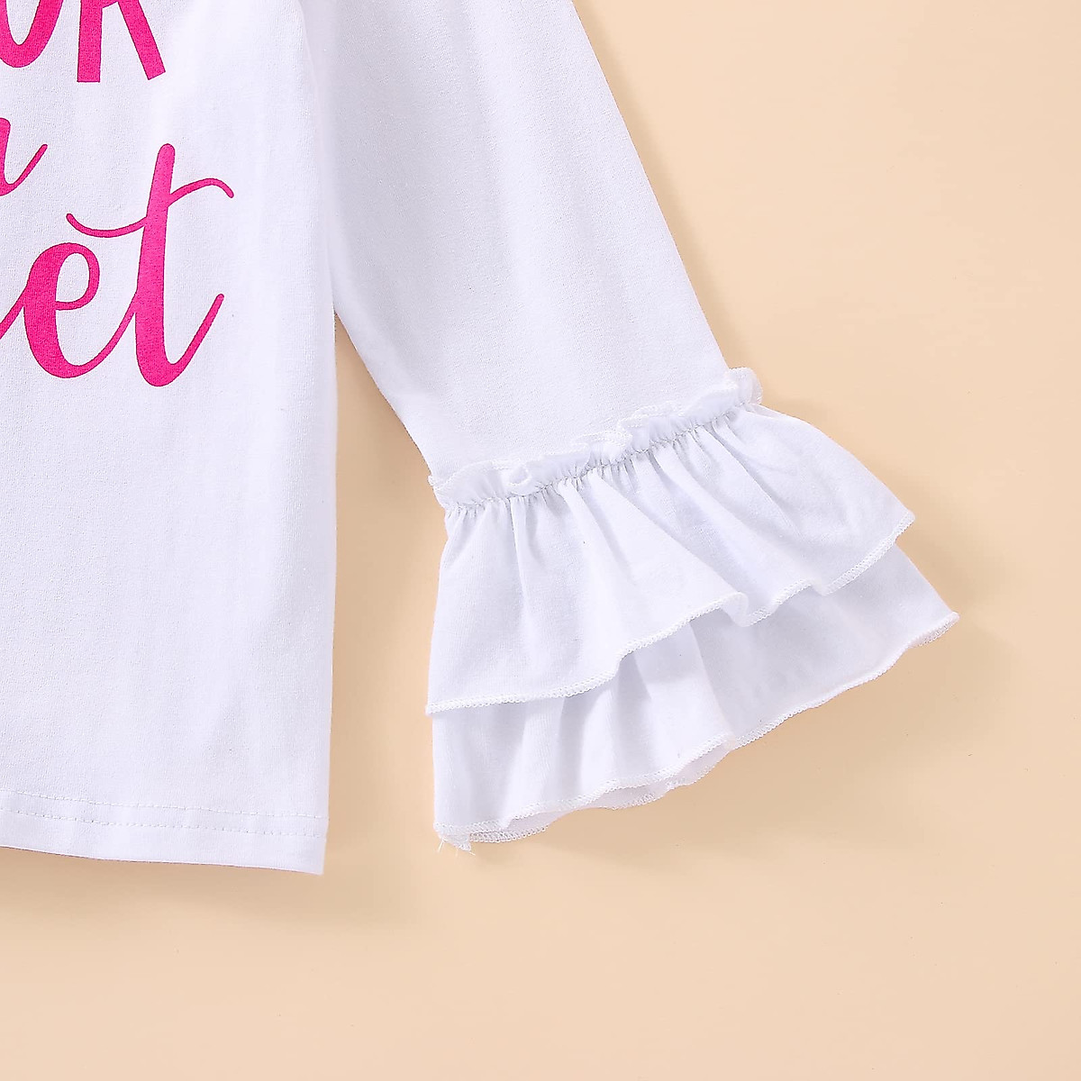 vchoohce Toddler Baby Girl Birthday Outfits Sweet Long Sleeve T-shirt Top Doughnut Bell-Bottoms Pants Headband 3Pcs Clothes Set (Long Sleeve-B Sweet Two,2-3T)