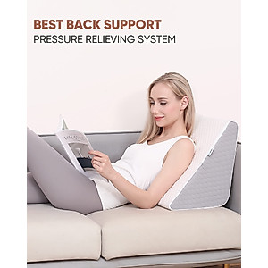 Forias Knee Wedge Pillow 8" Pure Memory Foam Bed Wedge Pillow for Sleeping After Surgery Triangle Pillow for Knee Support Leg Elevation Sciatica Knee Hip Back Pain Relief