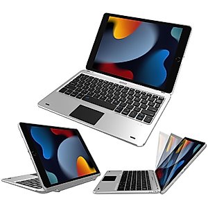 Arteck iPad 9th Gen 10.2-inch 2021 Keyboard Case with Track Pad, Bluetooth Keyboard with Folio Full Protection Case and Touch Pad for Apple 10.2-inch iPad 9 iPad 8, 7 with 130 Degree Swivel Rotating